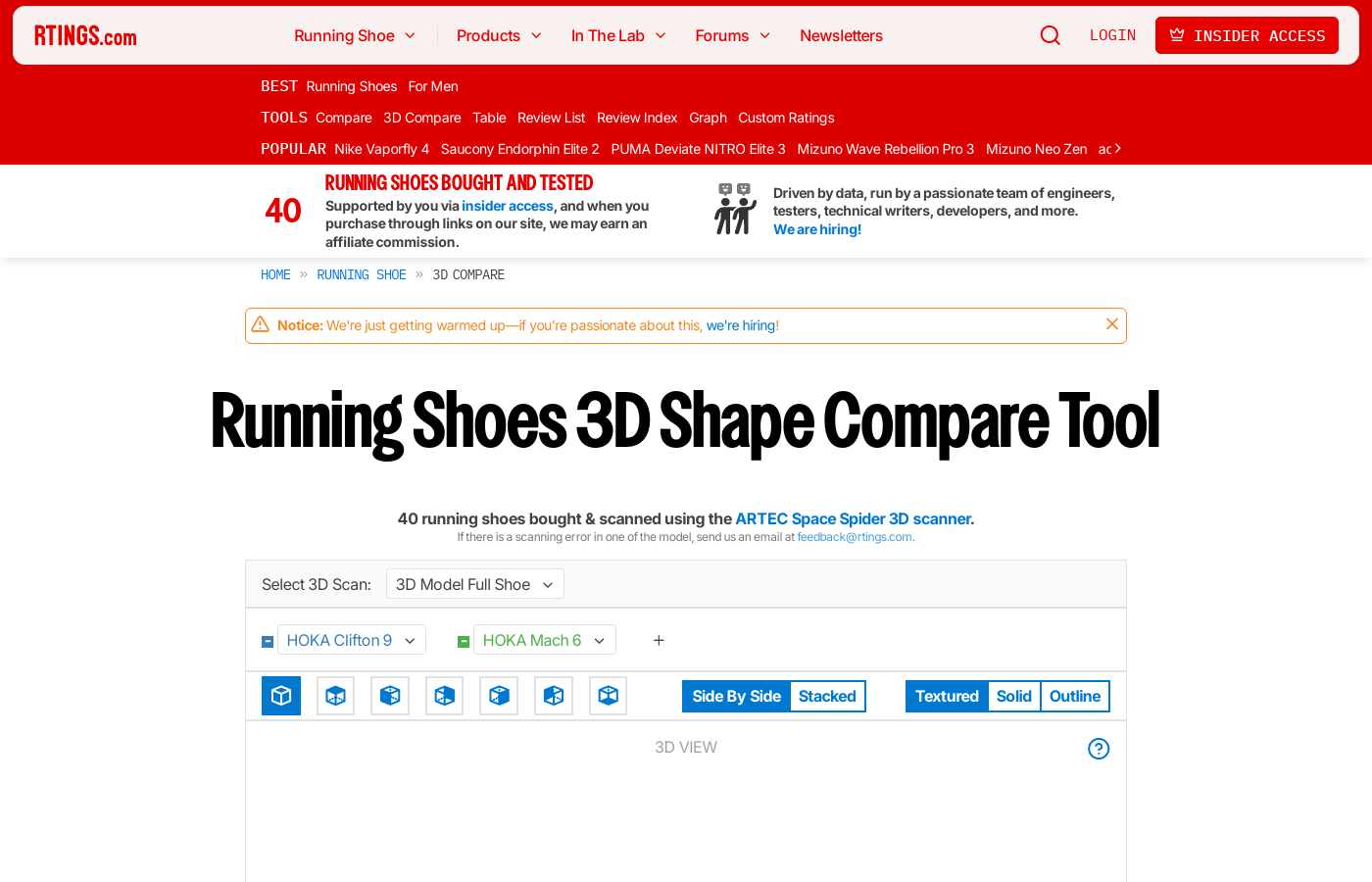 Running Shoes 3D Shape Compare Tool - RTINGS.com