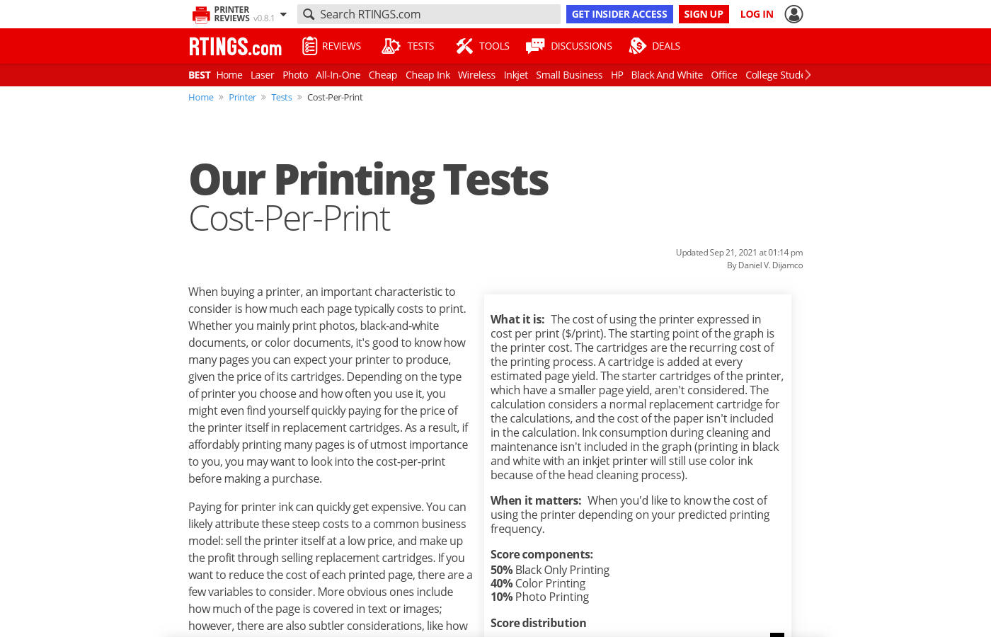 Our Printing Tests Cost Per Print RTINGS