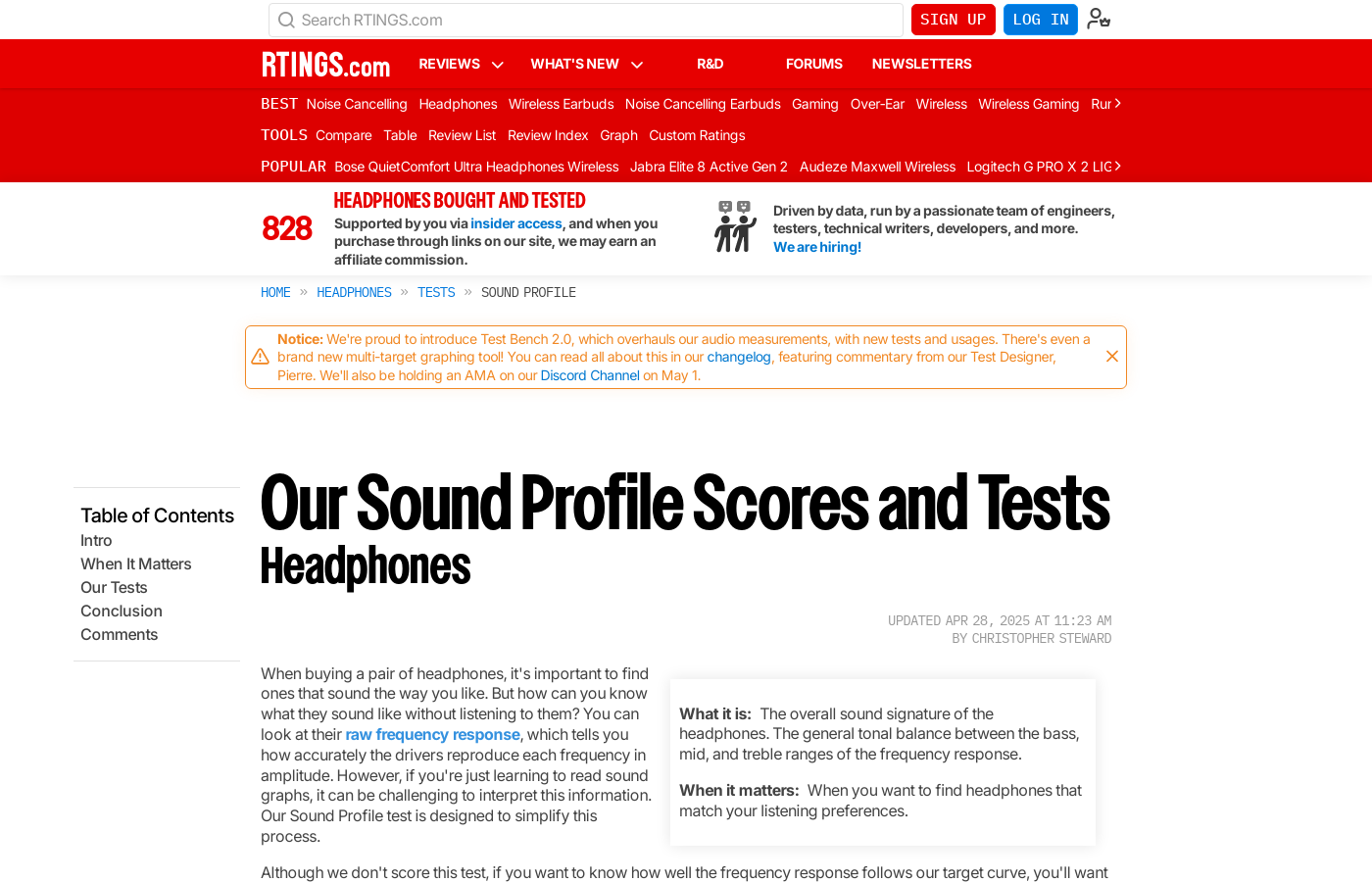 Sound Profile Scores and Tests: Headphones - RTINGS.com