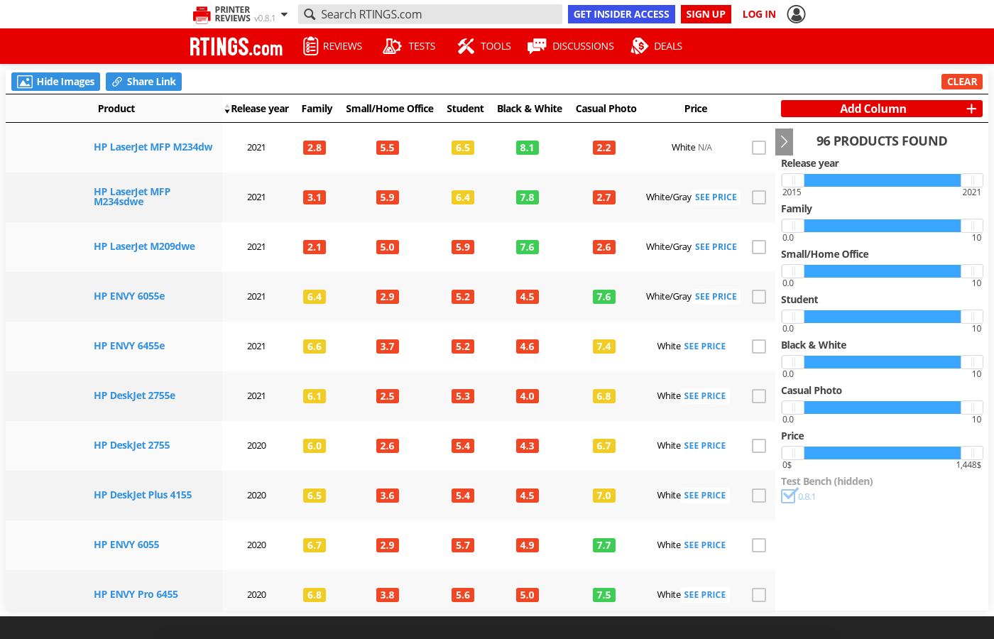Printer Table Tool - RTINGS.com